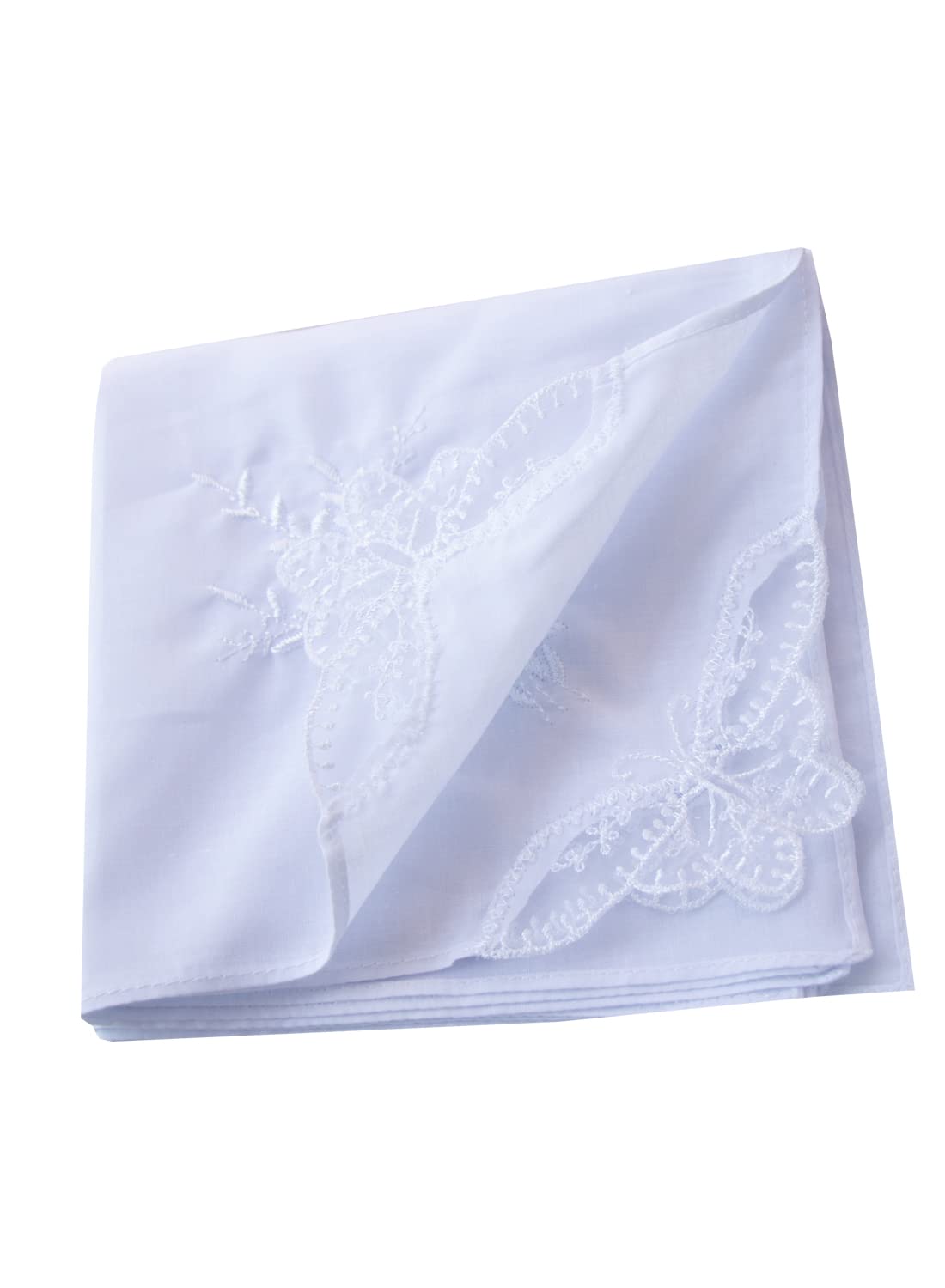 MileyMarla Womens Cotton Handkerchiefs Flower Embroidered Lace Ladies Hankies 6PCS