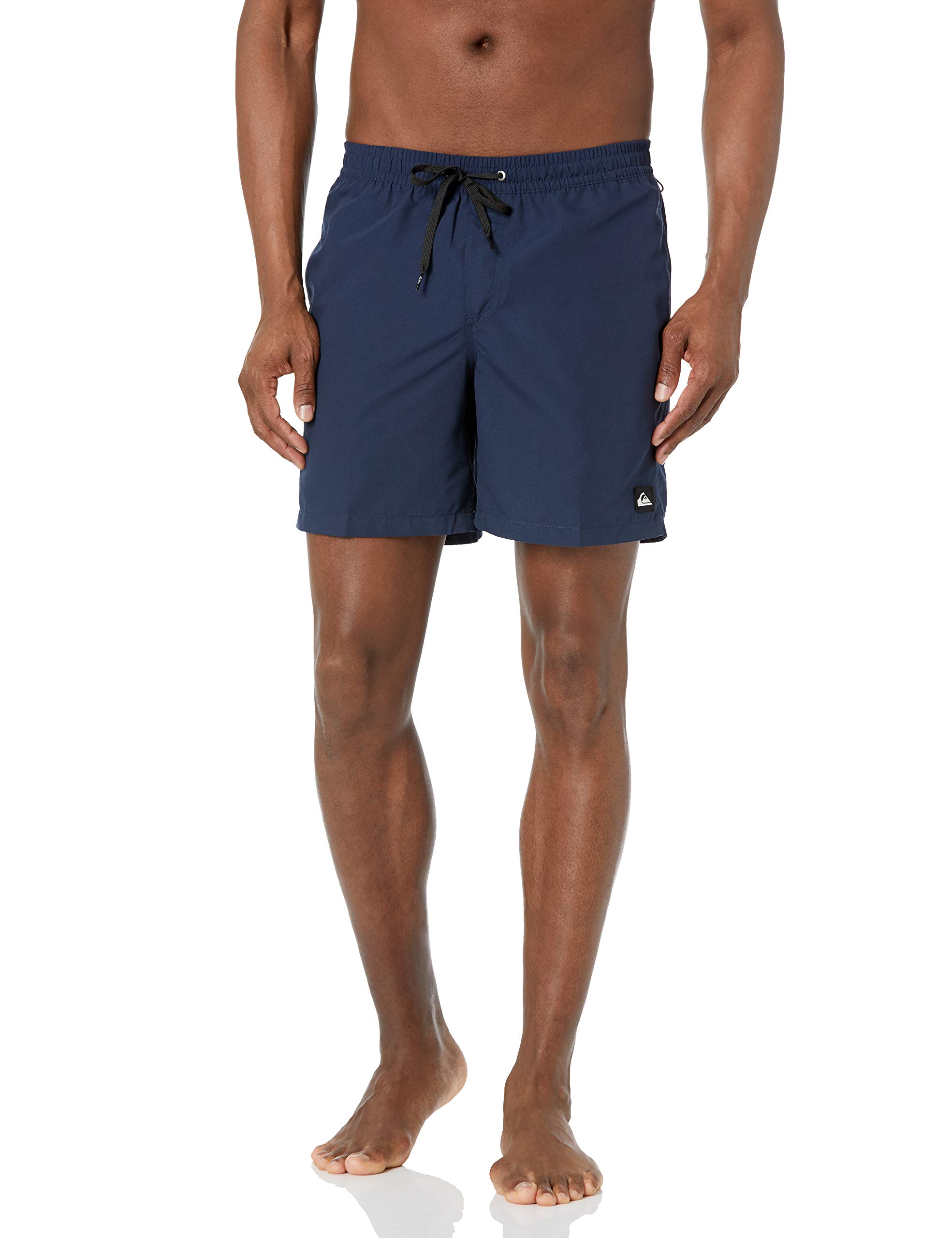 Quiksilver mens Solid Elastic Waist Volley Boardshort Swim Trunk Bathing Suit Board Shorts, Navy Blazer, Medium US