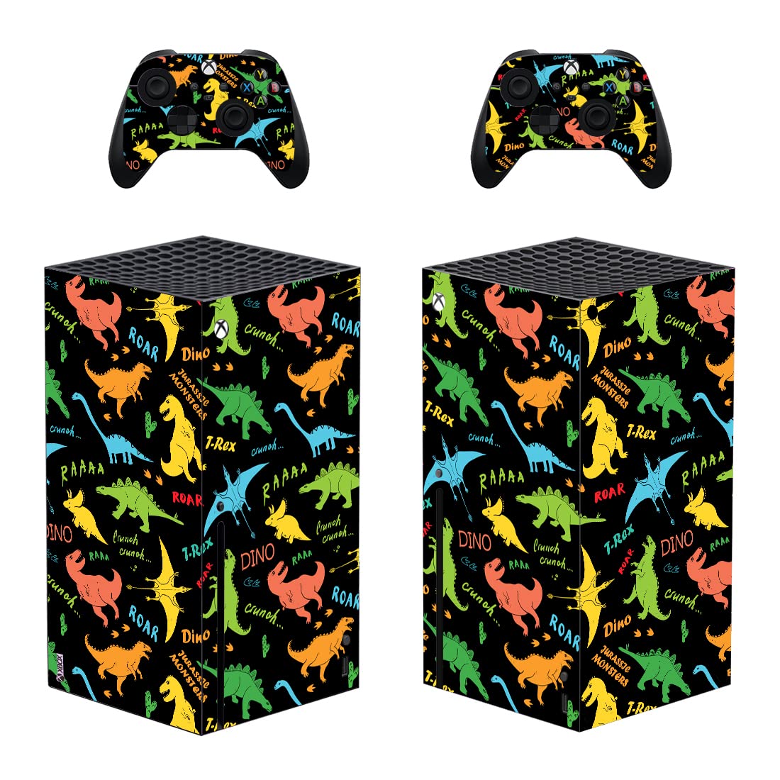 Vanknight Xbox Series X Console Skin Decals Stickers Dinosaurs Vinyl for Xbox Series X Console Controllers Cute Dino