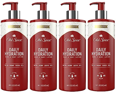 Old Spice Daily Hydration Hand & Body Lotion for Men, with Hemp Seed Oil, 16.0 fl oz, Pack of 4