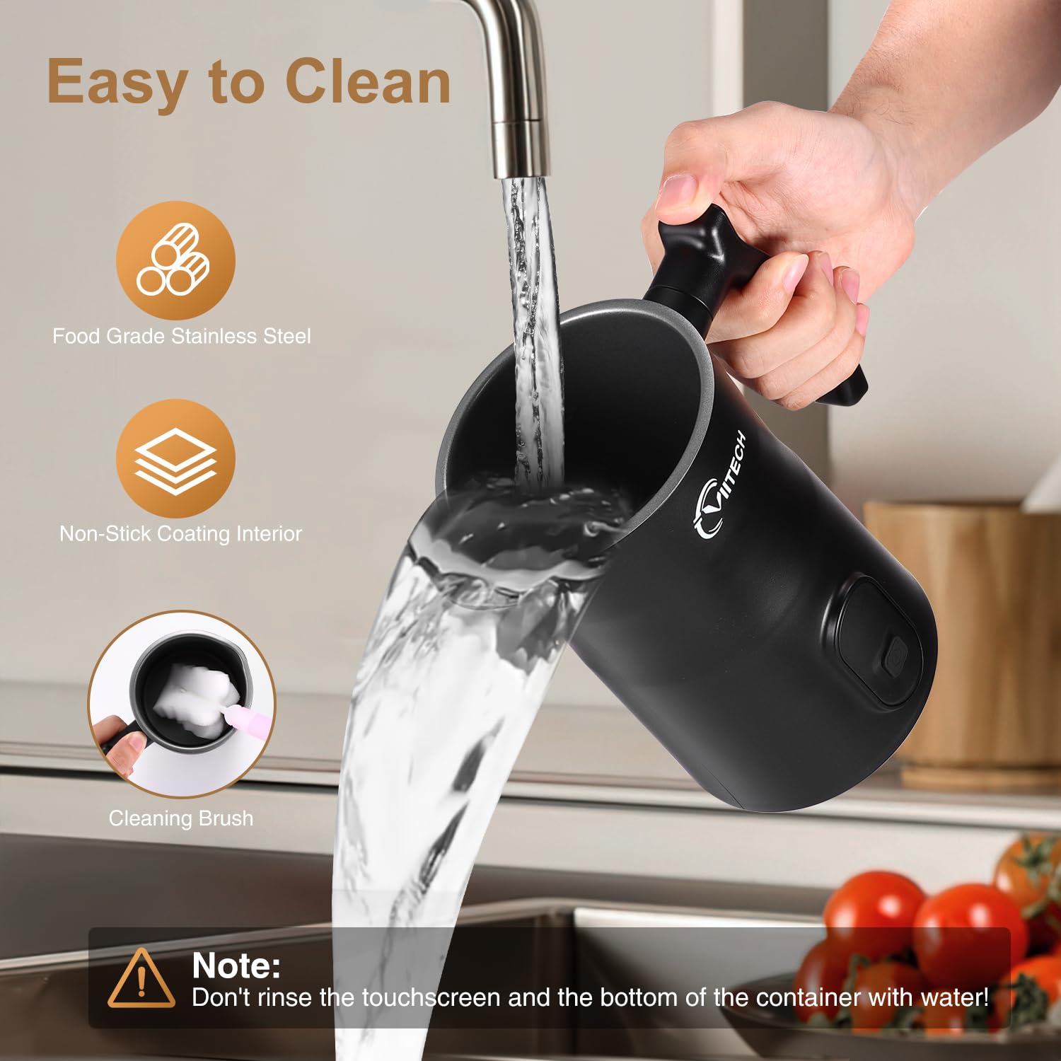 Milk Frother, Frother for Coffee, 4 in 1 Electric Milk Frother and Steamer, Viitech 11.8oz/350ml Warm and Cold Foam Maker with Temperature Control, Silent Operation & Automatic Shut Off
