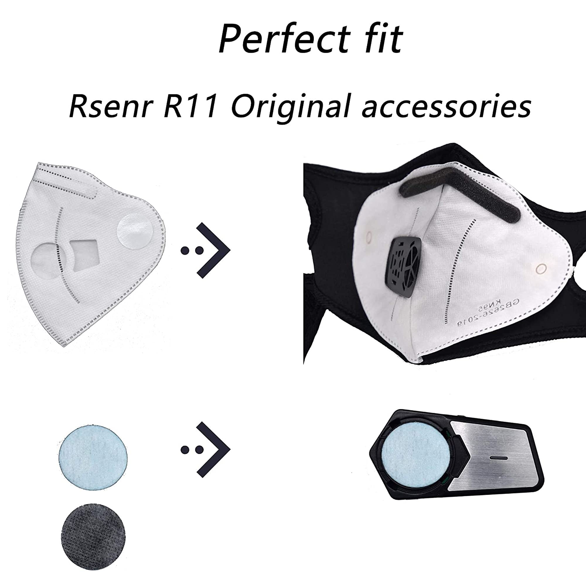 Original Rsenr R11 Electric Wearable Air Purifier Fan Filter*5, Inner White Filter*1