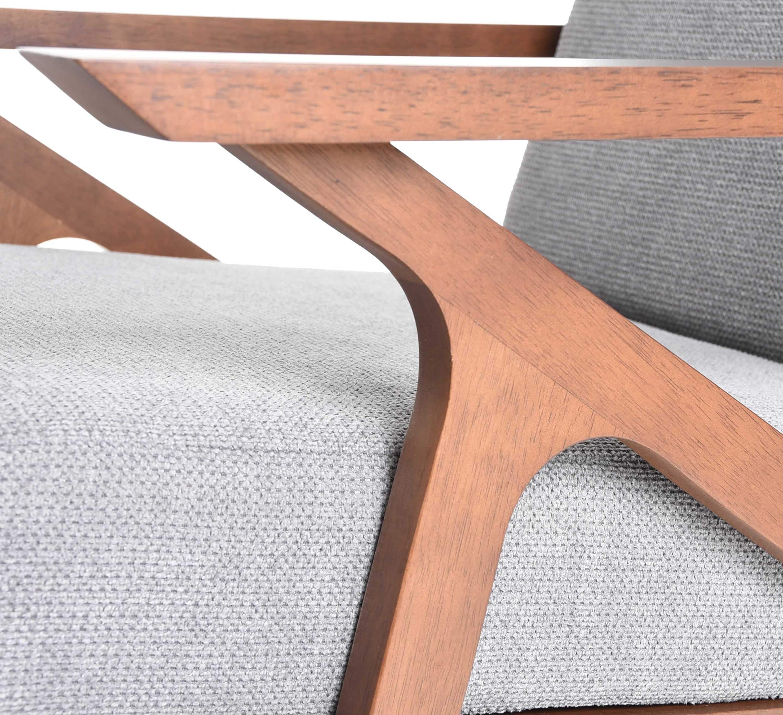 Mid Century Modern Armchair Solid Hardwood Upholstered Accent Chair