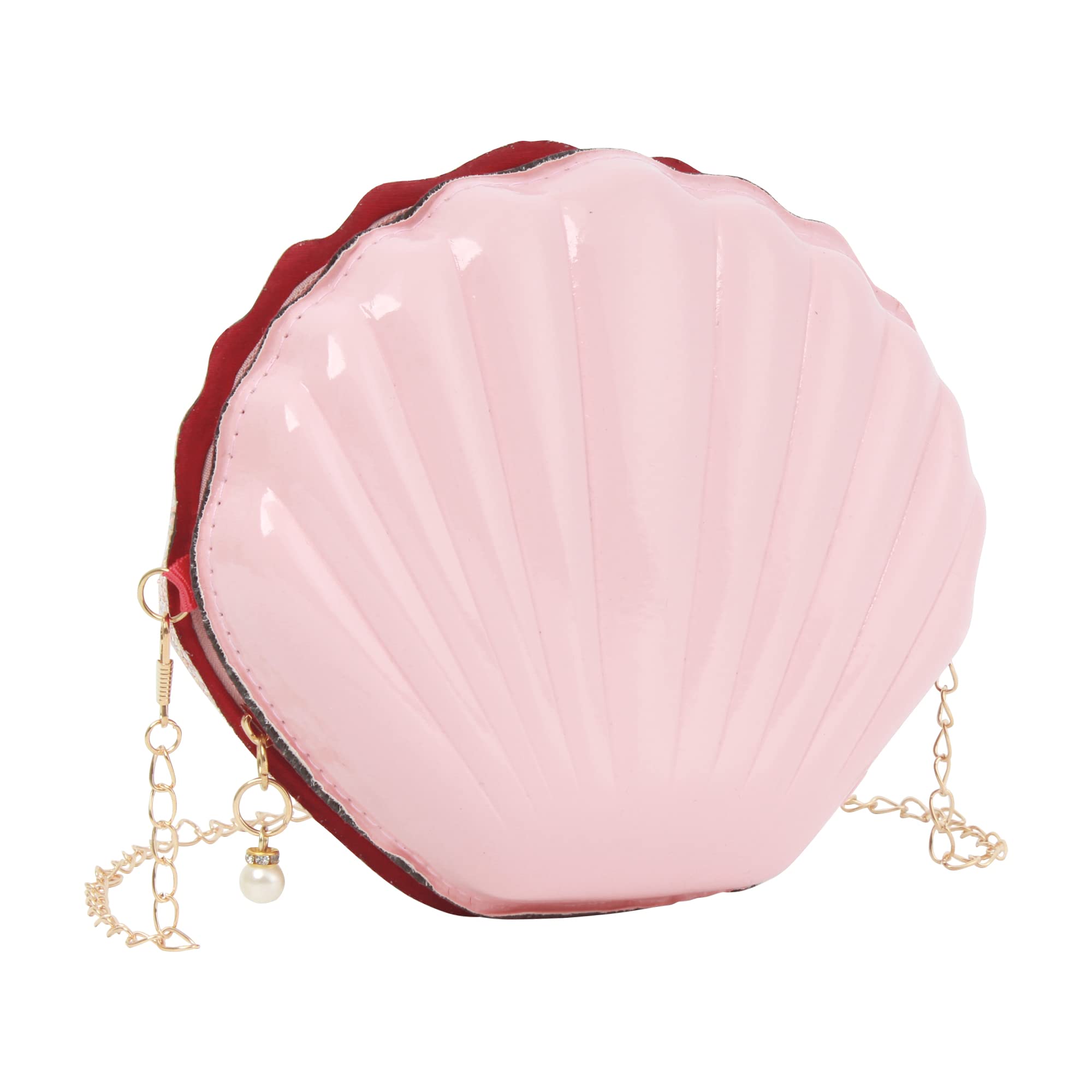 Women Mini Glitter Sequins Seashell Cross-body Bag Chain Strap Shoulder Bag Evening Clutch Handbag