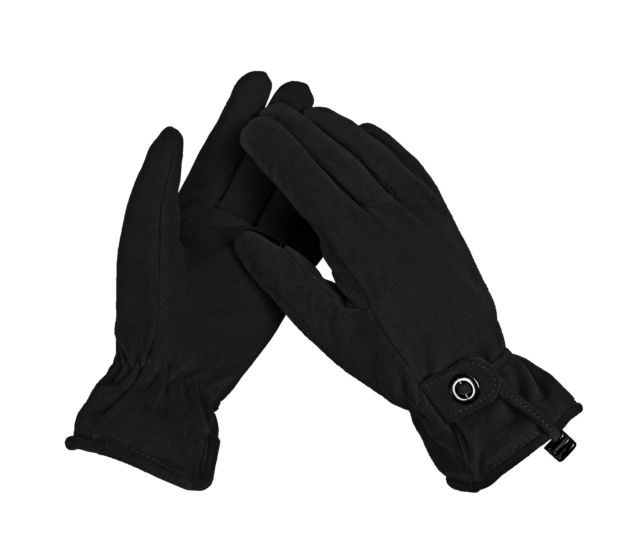 OZERO Winter Gloves for Women Touch Screen Deerskin Suede Leather Thermal Silky Velour Lining Cold Proof Hands Warm Gifts (Black,Medium)