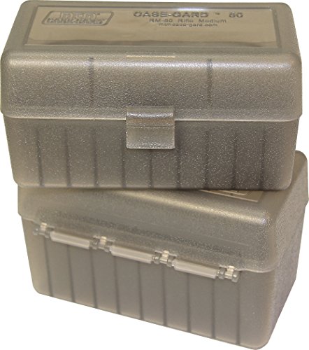 MTM 50 Round Flip-Top Rifle Ammo Box 220 Swift 243 308 Win, Gray