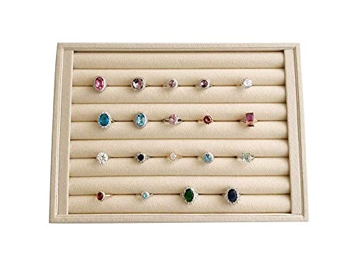 Svea Display Premium Quality Multifunctional Beige Velvet Jewelry Organizer Storage Stackable Trays Home Store Closet Drawer Dividers Ring Tray