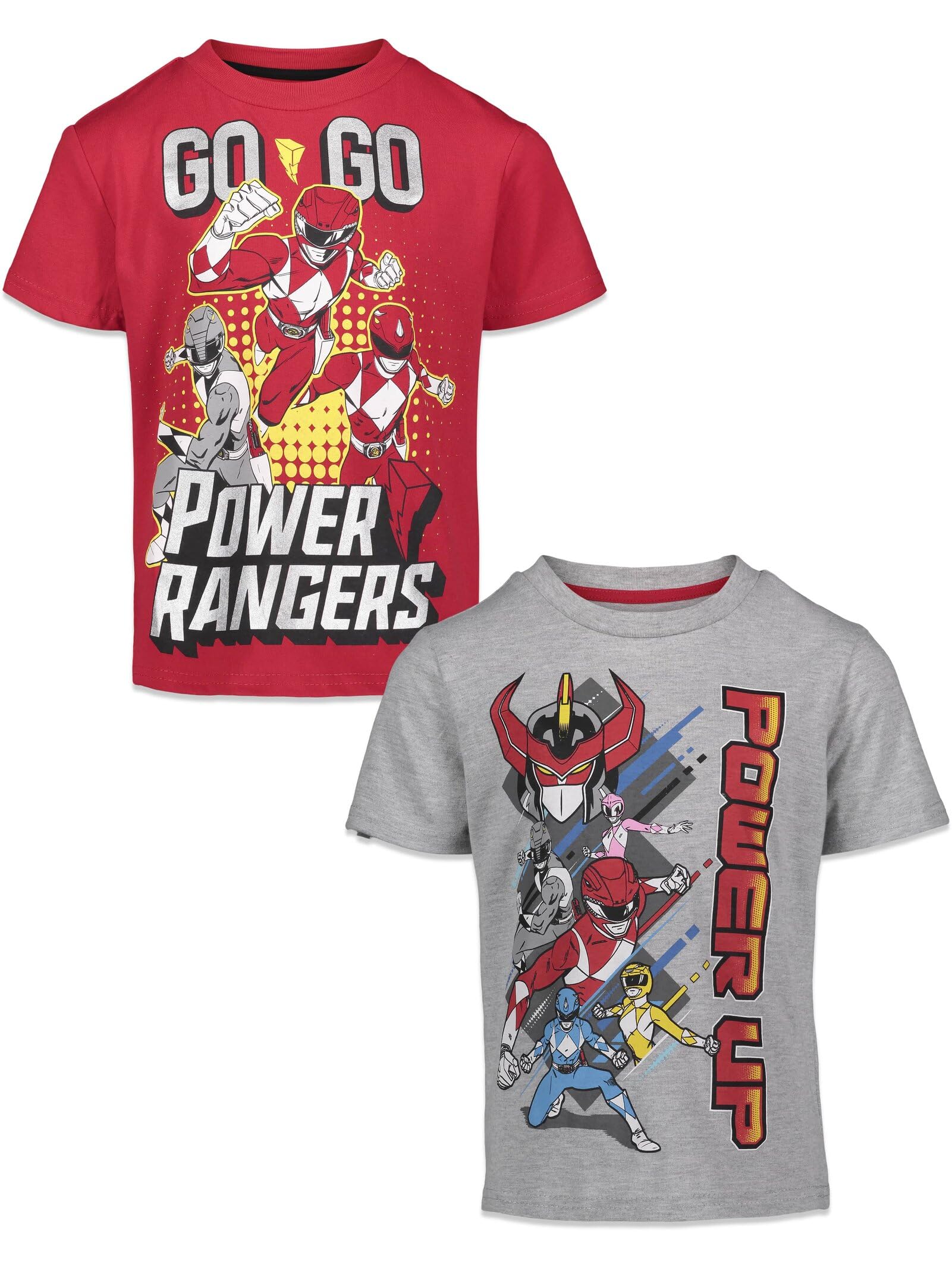 Power Rangers Toddler Boys 2 Pack Graphic Short Sleeve T-Shirt Red Grey 4T