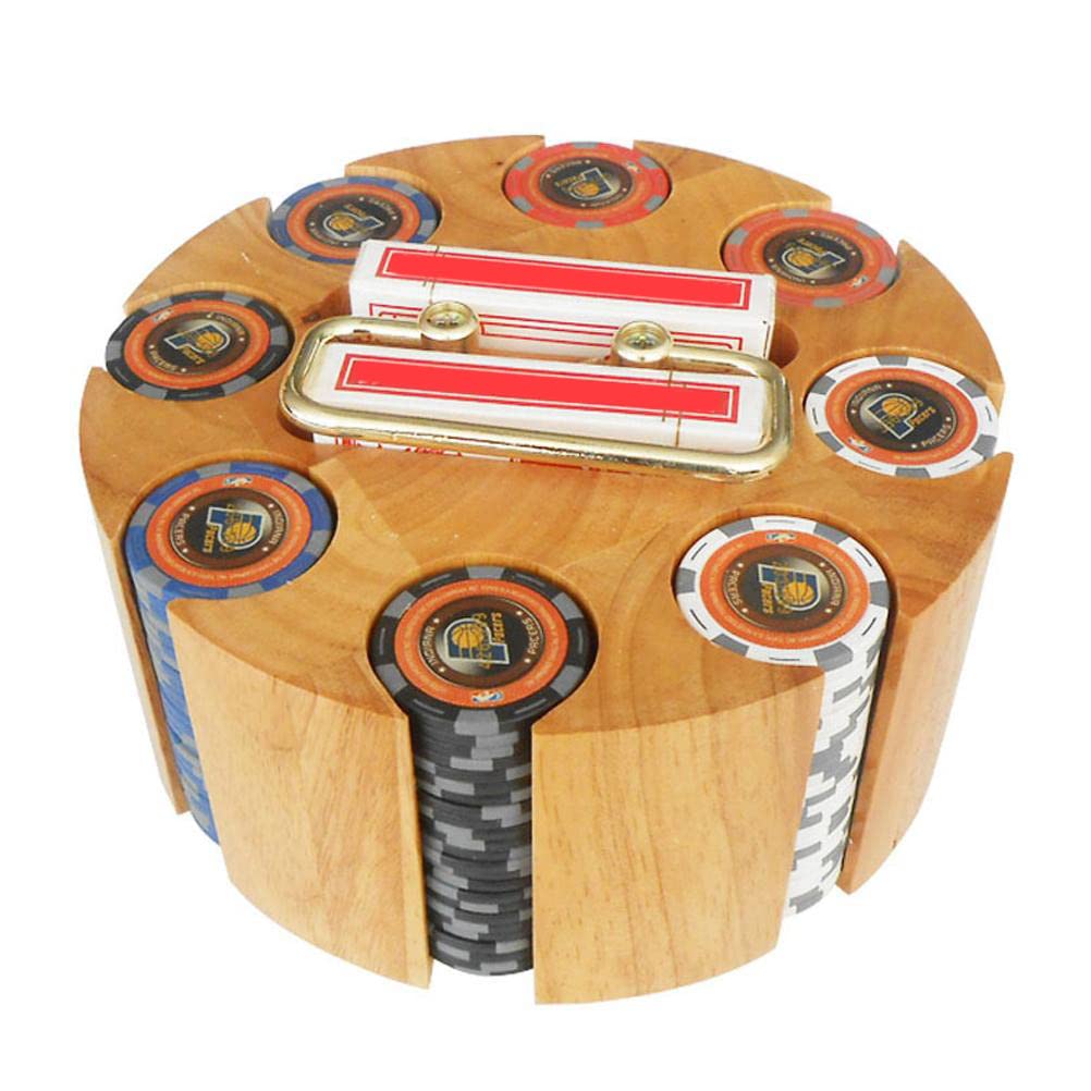 VBESTLIFE Poker Chip Carousel, Portable Storage Tray Poker Chip Set Wooden Poker Turntable Large Capacity Rotatable Poker Chip with Brass Handle