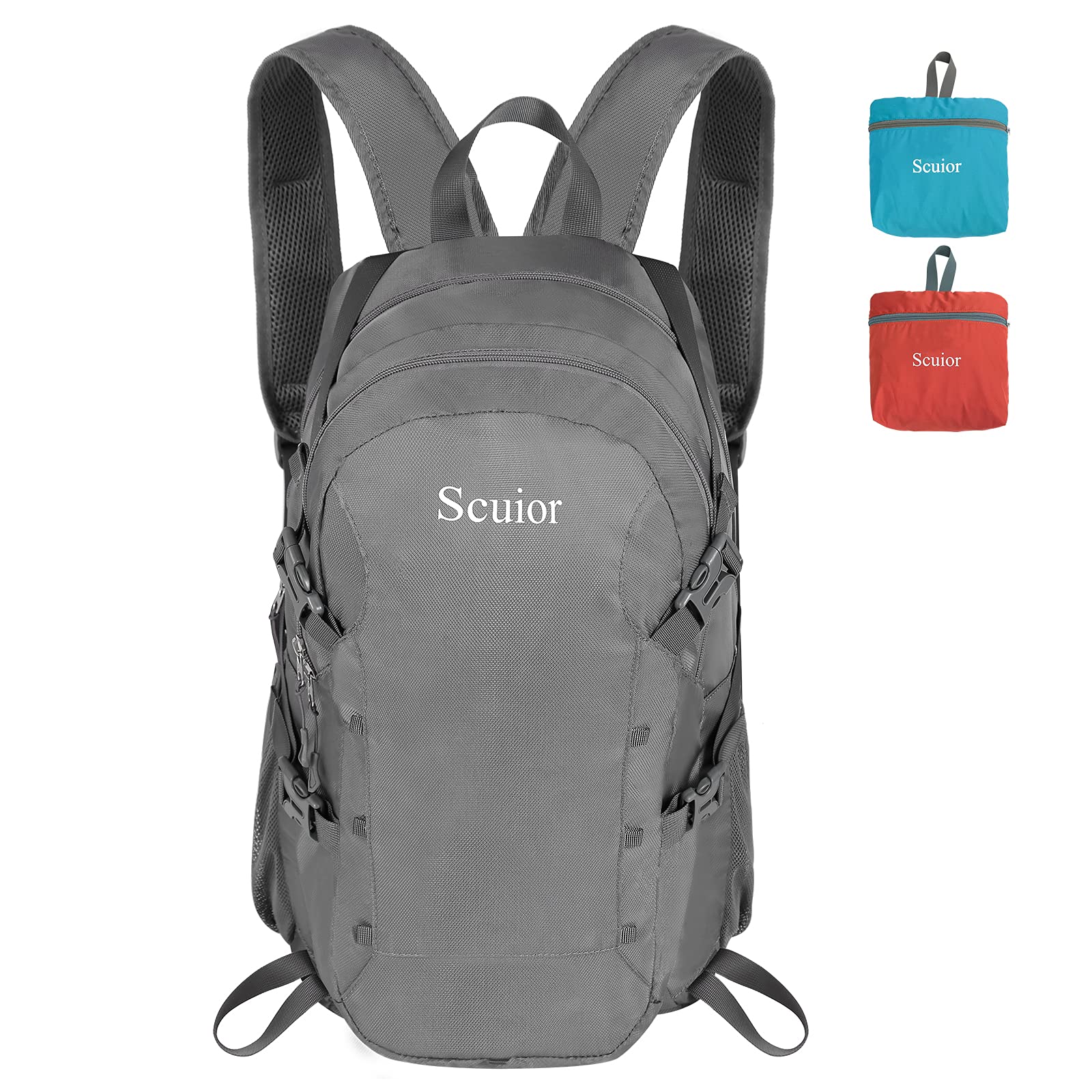Scuior 40L Packable Hiking Daypacks,Waterproof Travel Camping Foldable Outdoor Hiking Backpack For Women Men (Grey)