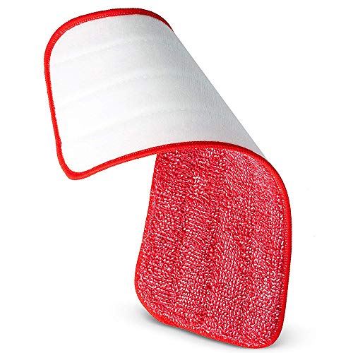 Washable Microfiber Mop Pads (3 Pack) - Microfiber Replacement Mop Pads Heads 16.53 x 5.4Inches for Cleaning of Wet or Dry Floors - Professional Home/Office Cleaning Supplies, Red