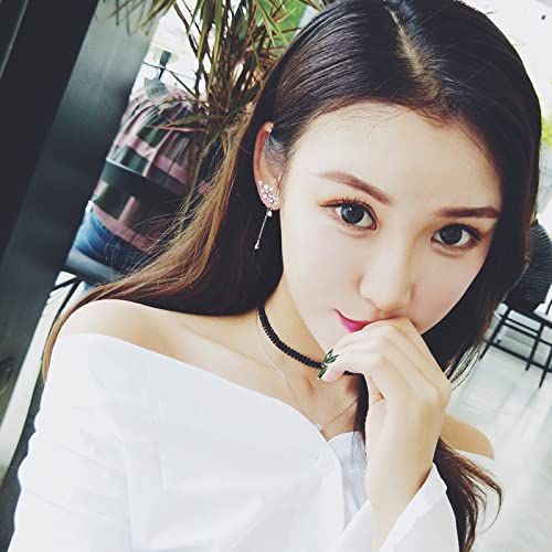 MSECVOI 925 Sterling Silver Leaves Wrap Earrings Crawler for Women Dainty Flowers Threader Tassel Chain
