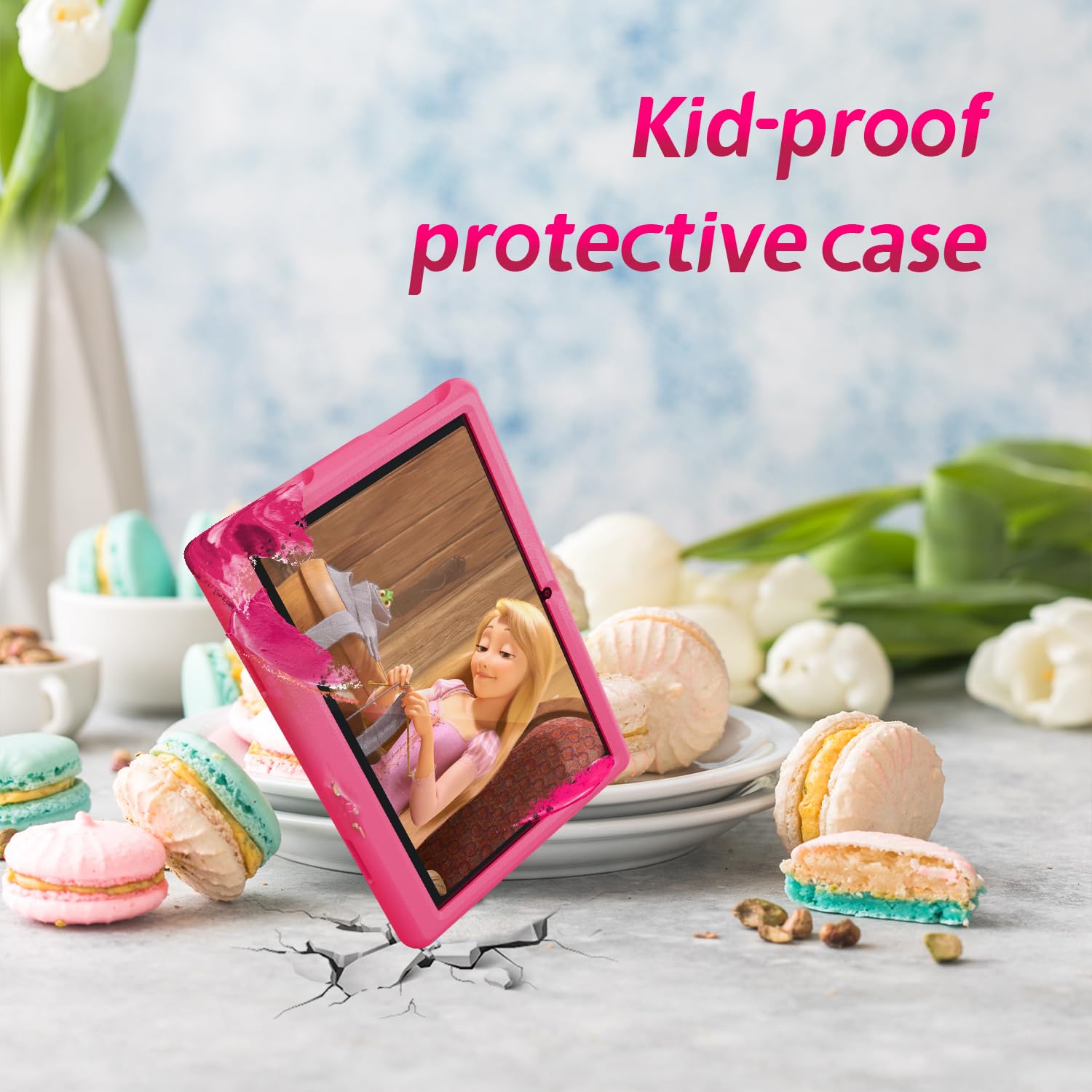 Okaysea Tablet for Kids Android 12 Kids Tablet with 2GB RAM, 32 GB ROM, Dual Camera, Bluetooth, 5000mAh Battery (Pink)