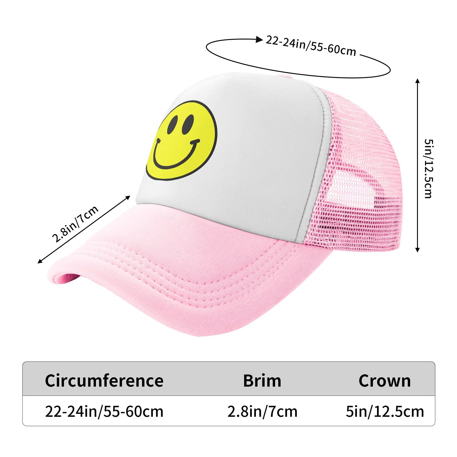 SeanAshby Yellow Logo Smile Adjustable Embroidered Mesh Baseball Hat Trucker Cap for Woman