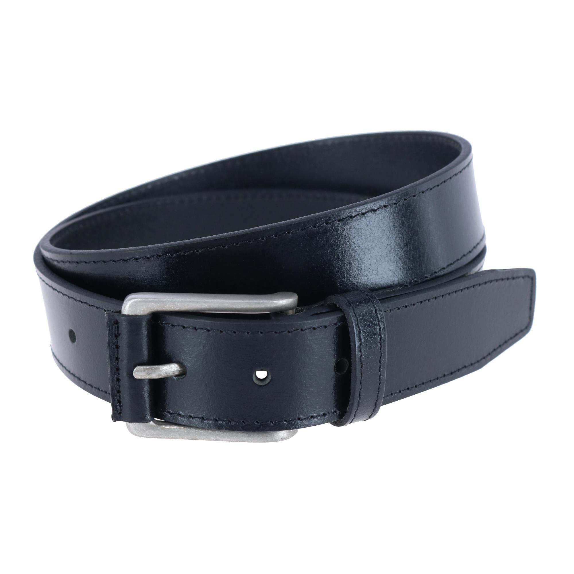 Trafalgar Men's Wyatt 35mm Genuine Leather Casual Jean Belt, 34, Black