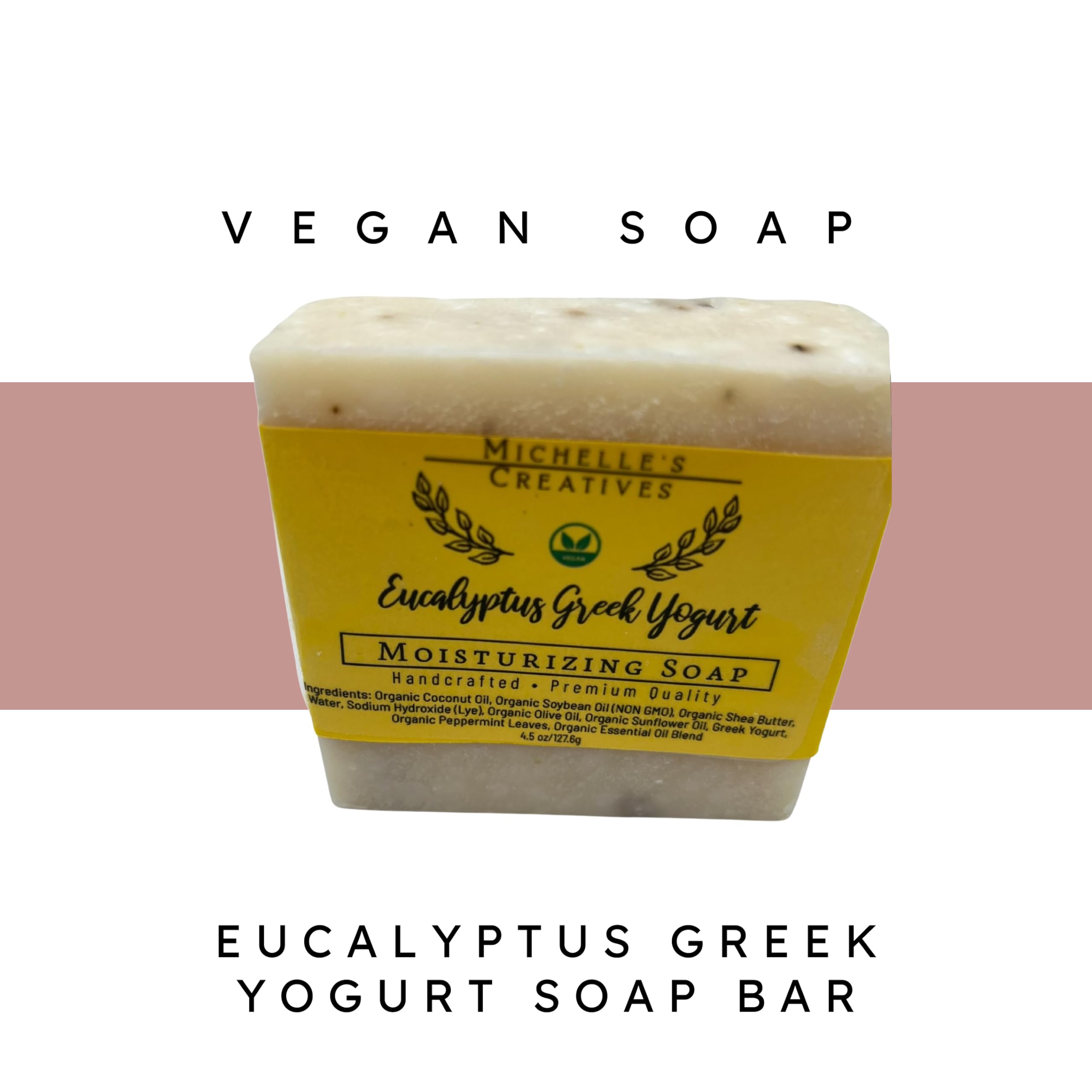 Michelle's Creatives Eucalyptus Greek Yogurt Soap Bar - Handmade Bath Soaps made With Organic Greek Yogurt - Natural Moisturizing Soap Bar - Vegan and Luxury Soap for Sensitive Skin