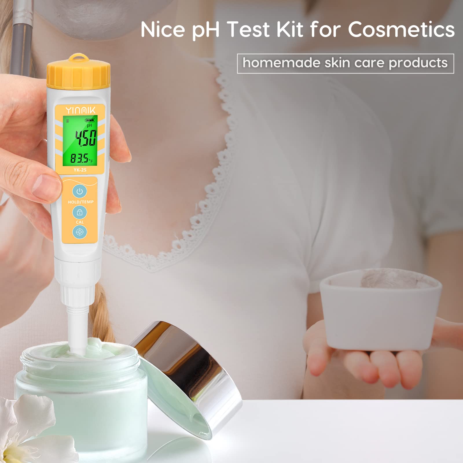 YINMIK Digital pH Meter for Food, pH Probe for Sourdough and Bread Dough, Checking The pH of Fermenting Sausages and Salami, Waterproof pH Tester for Solid and Liquid Soft Soil Sample