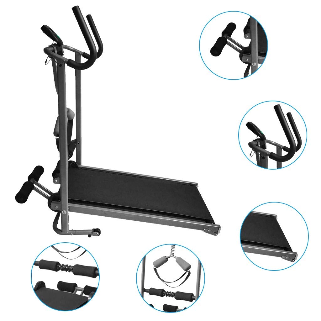 OKBOP Folding Manual Treadmills for Home, Foldable Compact Portable Under Desk Mini Running Machine with Incline and LED Display, Walking Exercise Fitness Equipment for Small Space (Black)