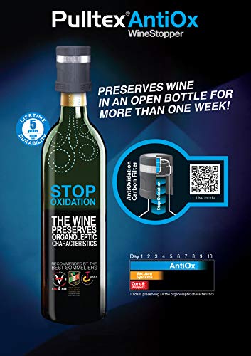 Wine Preserver and Stopper by PullTex│Save Your Open Wine and Keep it Tasting Fresh For Up To 10 Days with Our Patented System of Preventing Wine Oxidation│1000 Uses Guaranteed