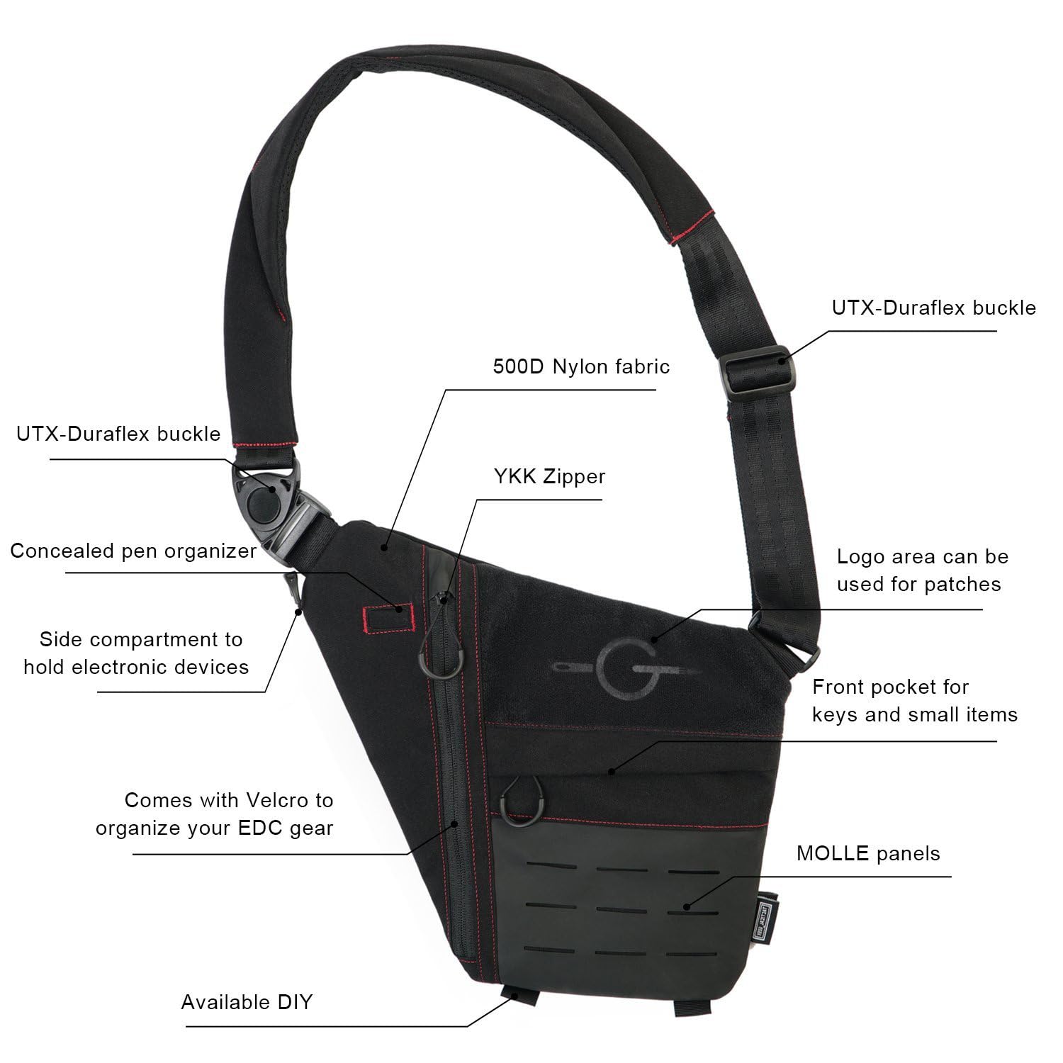 TACTICAL_GEEK Tacticalgeek Cache L1 Concealed Carry Bag for Men,Anti-Theft Shoulder Backpack, EDC Sling Bag, Crossbody Bag