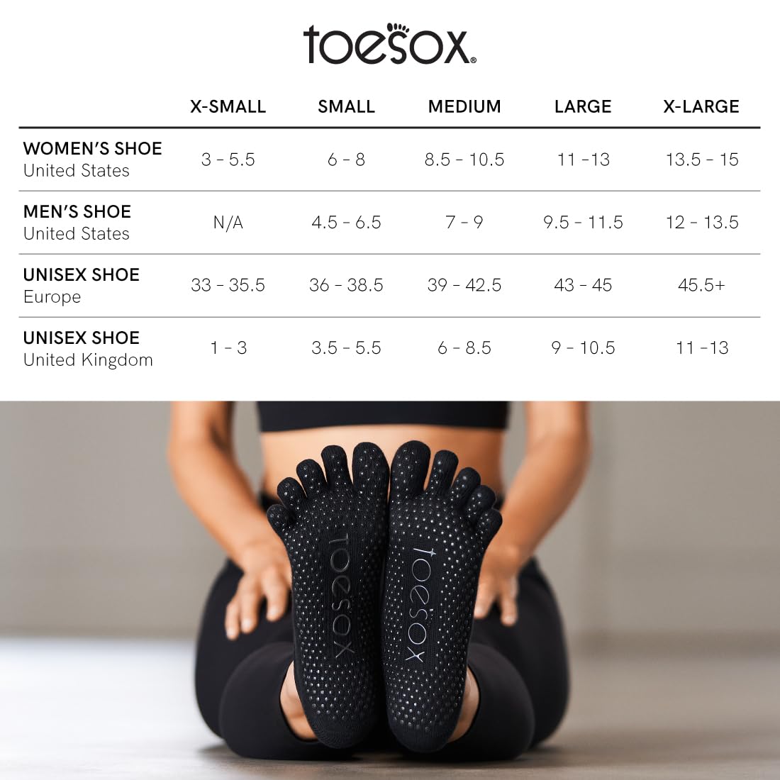 toesox Grip Pilates Barre Socks – Non Slip Luna Full Toe for Yoga & Ballet