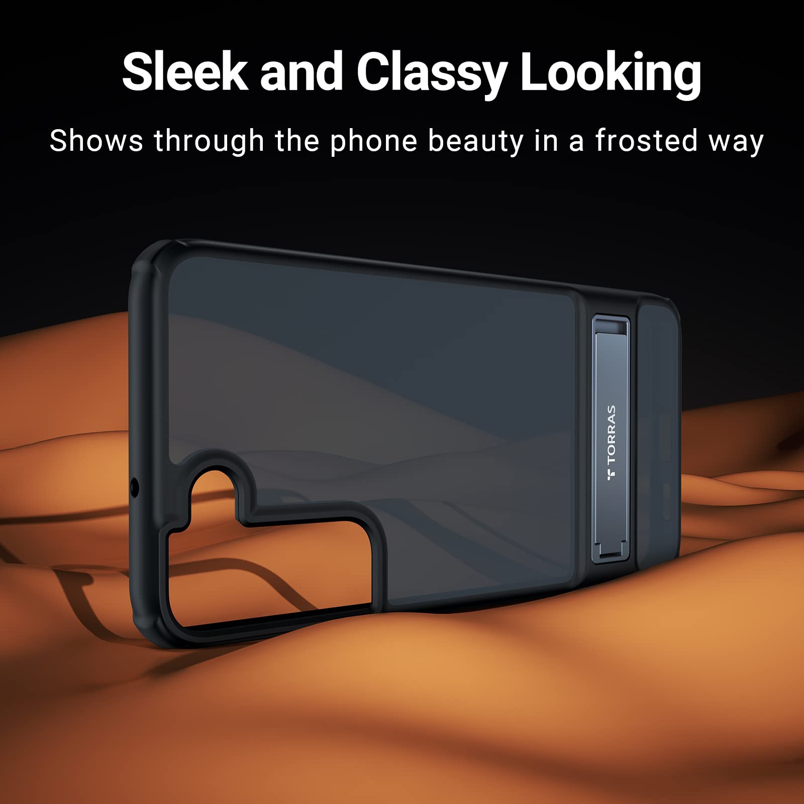 TORRAS MarsClimber for Samsung Galaxy S22+ Plus Case, [Military Grade Drop Tested] [3 Stand Ways Metal Kickstand] Translucent Matte for Samsung S22 Plus Case 5G, Matte Black