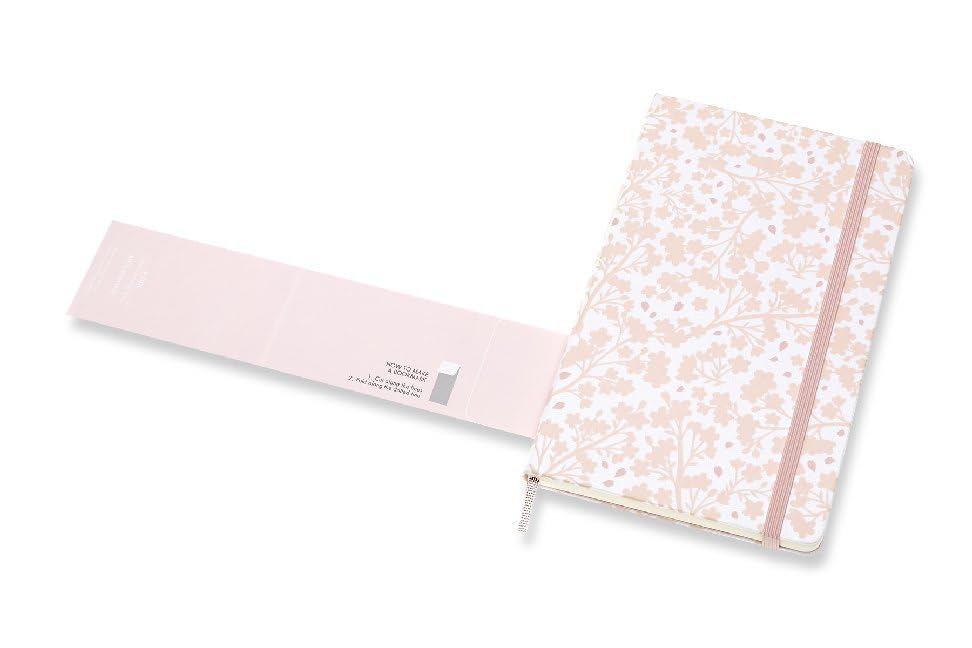 Moleskine Limited Edition Sakura Notebook, Hard Cover, Large (5" x 8.25") Plain/Blank, White, 240 Pages (LESU02QP062)
