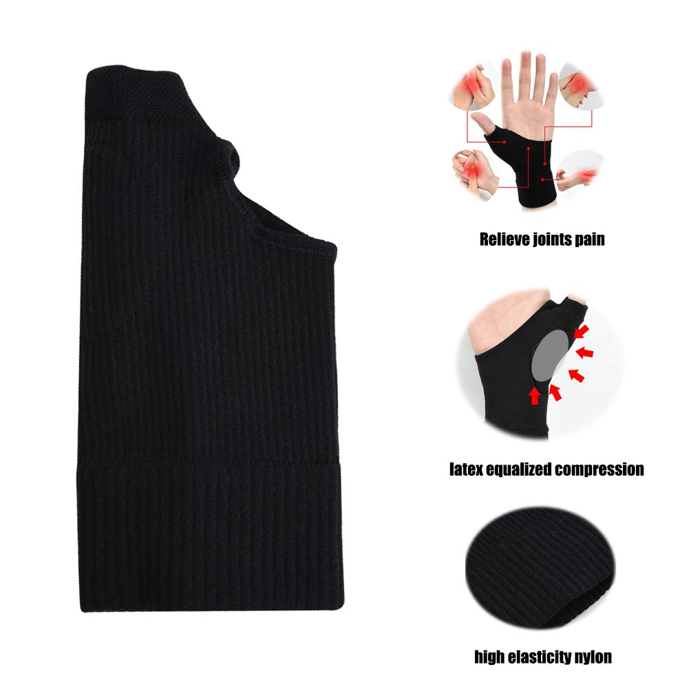 YHOUMEW Thumb Arthritis Compression Gloves(1 Pair),Breathable Wrist Support Brace Fingerless Glove with Gel Hand Injury Pads,Comfortable Carpal Tunnel for Thumb Wrist Relieve Pain