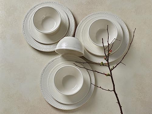Mikasa Italian Countryside Melamine Outdoor Dinnerware Set, Service for 4, Cream, 12 Piece