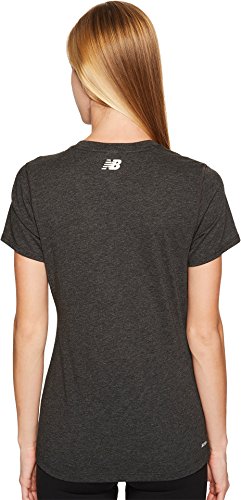 New Balance Women's Tech Short Sleeve, Black Heather, Small