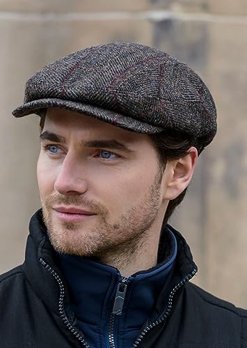 Mucros Weavers Men's Quiet Man Cap, Irish Tweed Flat Cap, Brown, XL