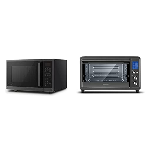 TOSHIBA ML2-EM12EA(BS) Countertop Microwave Oven With Stylish Design + Toshiba Speedy Convection Toaster Oven Countertop Bundle