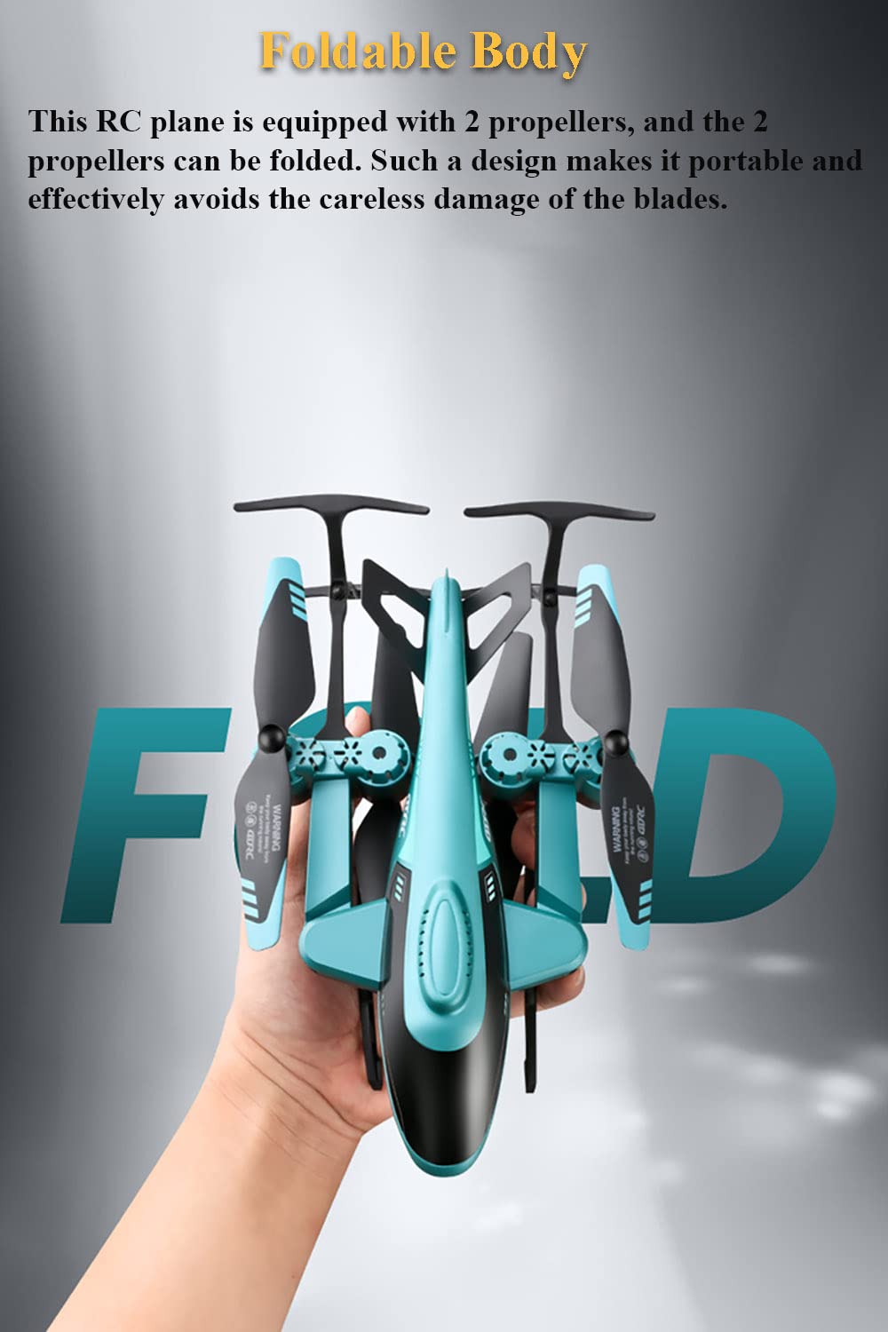 NEXTAKE Remote Control Drone, Foldable RC Aircraft 2 Motors RC Fighter 6 Channel RC Plane 2.4GHz RC Helicopter UAV for Beginner with 4K HD Camera, Modular Battery (Blue-with 4K HD Camera)