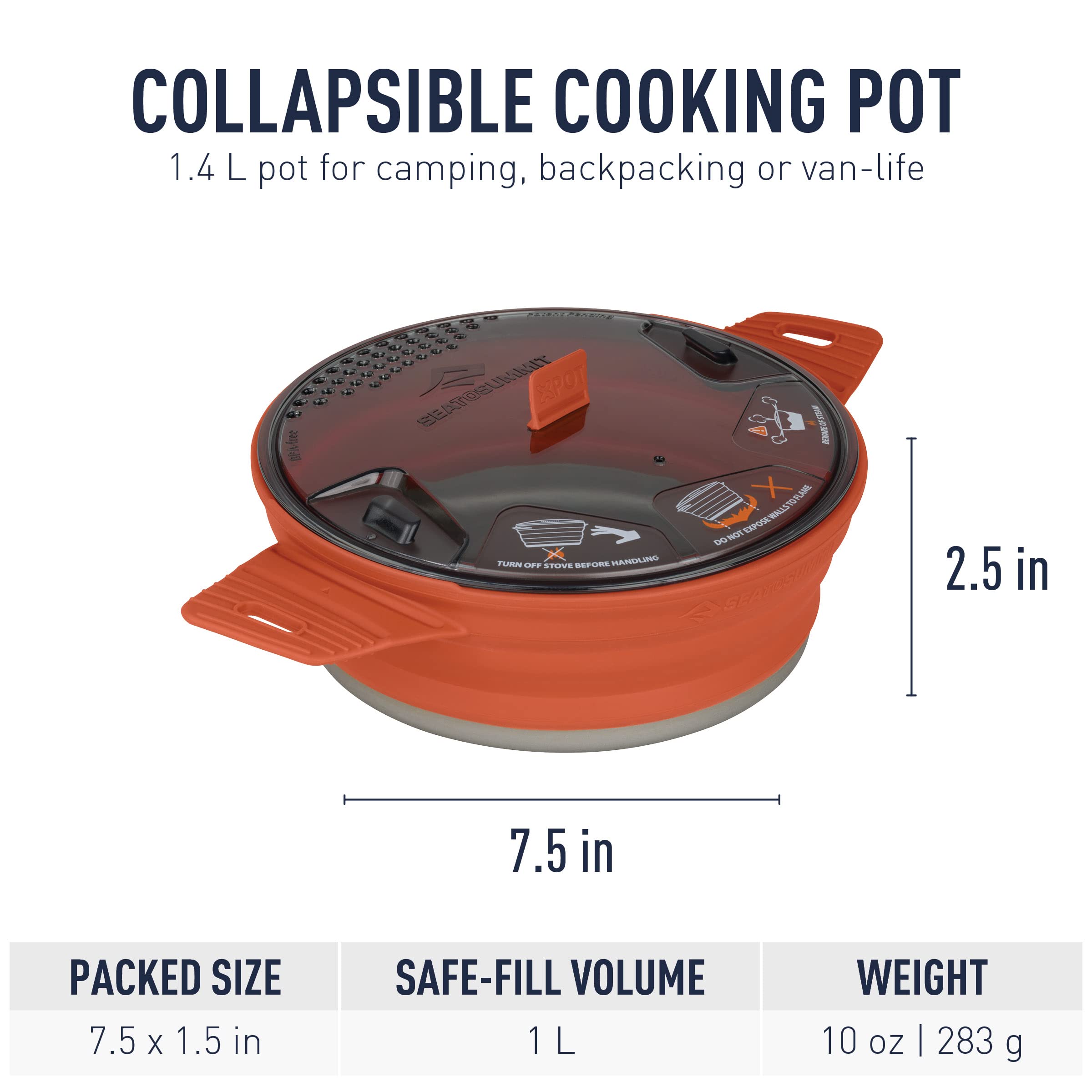 Sea to Summit X-Pot Collapsible Camping Cook Pot, 4.0 Liter - Navy