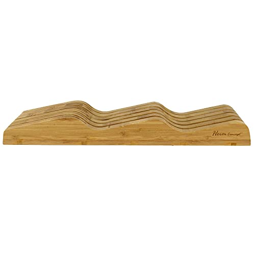 W Home Premium Bamboo Knife Storage Block, Beige, up to 16 (HC-KB-123)