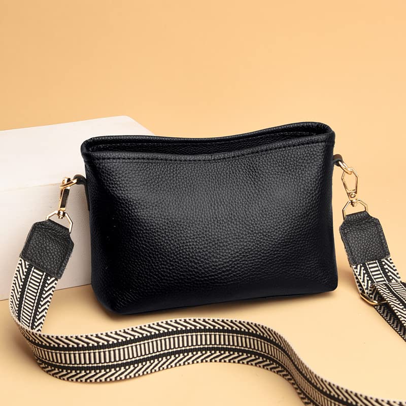 WITATAOGE Women's Small Vegan Leather Crossbody Bag w/Guitar Strap Shoulder Bag Hand Purses Phone Bags Wallet Saddle Bag (Black)