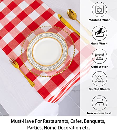 ShinyBeauty Buffalo Check Table Runner 13''x108'' Red and White Cotton Checkered Table Runner Buffalo Plaid Table Cover for Family Dinners Plaid Table Runner for Farmhouse
