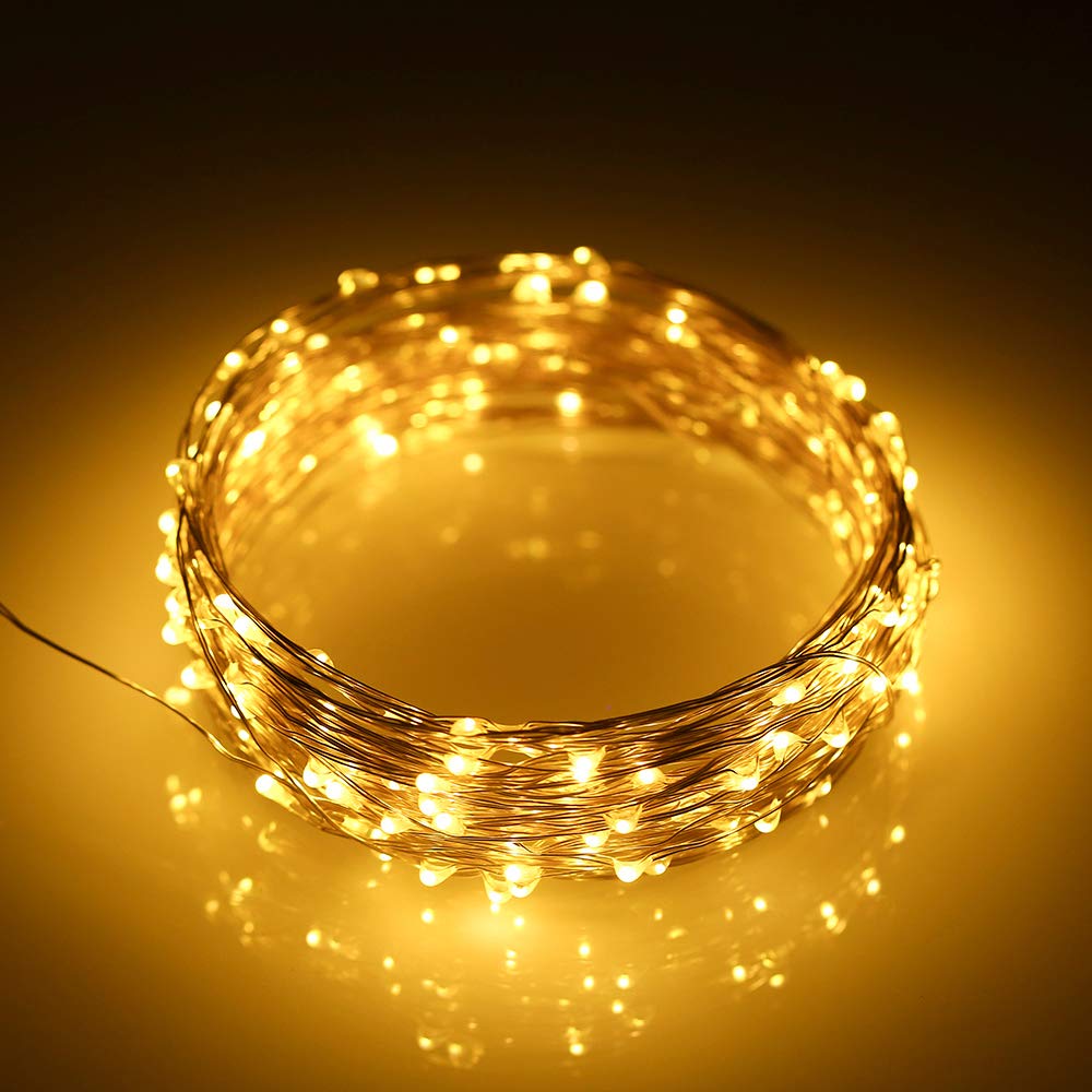 Mikasol Fairy Lights Battery Operated, 1 Pack Mini 3*AAA Battery Powered Copper Wire Led Starry String Lights Firefly Lights for Bedroom, Christmas, Parties, Decoration (5m/16ft Warm White)