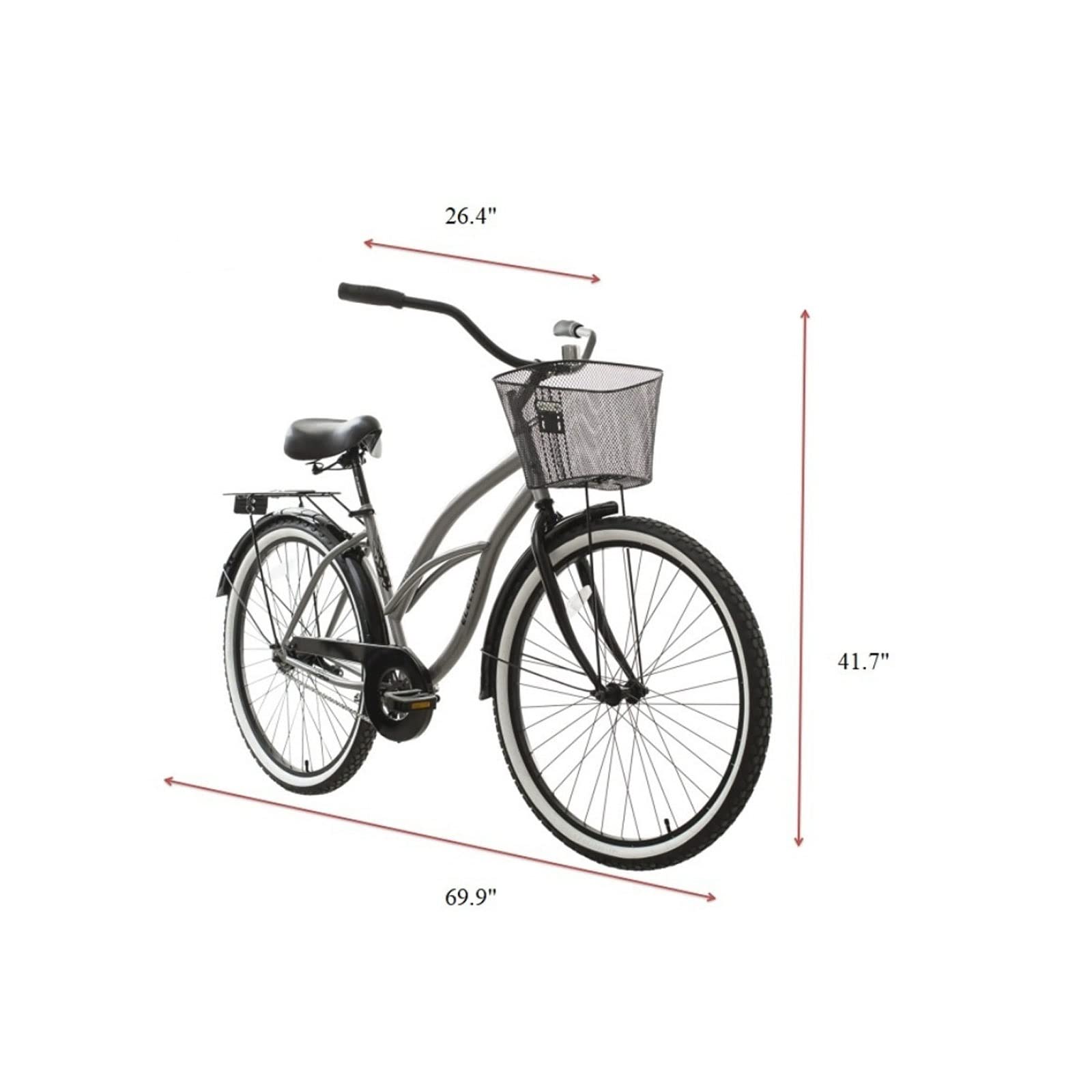Wonzonezxc Bicycle Single Speed Bicycles for Adults 26 Inch Leisure Beach Cycling with Basket and Cargo Rack Unisex Retro Steel Bikes (Color : Black)