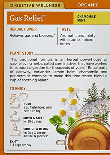 Traditional Medicinals Organic Gas Relief Chamomile Mint Herbal Tea, Relieves Gas & Bloating, (Pack of 1) - 16 Tea Bags