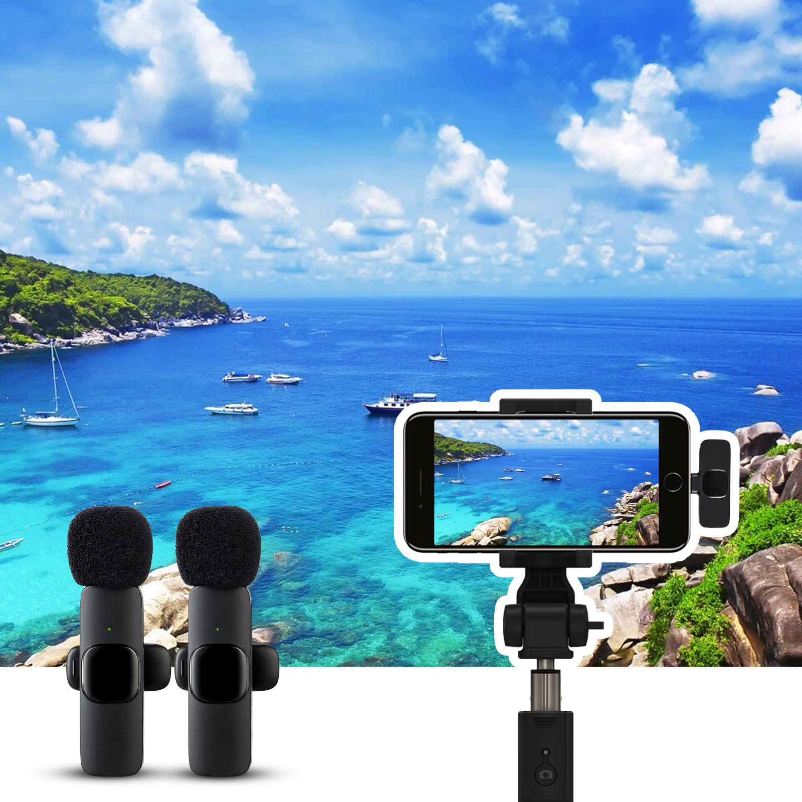 Valleycomfy Wireless Lavalier Lapel Microphone - Professional Video Recording Lav Mic, 2 Clip-on Wireless Microphones for YouTube Interview Vlog Livestream, Podcast & TikTok
