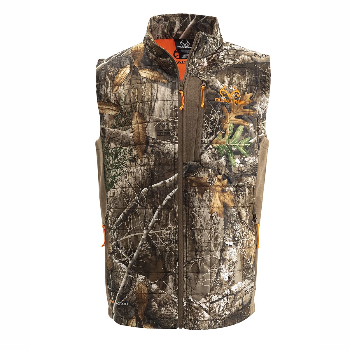 Realtree Men's EDGE and Timber Camo/Orange Reversible Hybrid Puffer Vest (Edge Camo, M)
