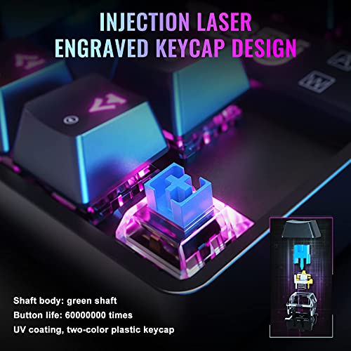 TNBIU Mechanical Gaming Keyboard RGB LED Rainbow Backlit Wired Keyboard, Classic Black Compact 87 Key, Wired Keyboard for Windows Gaming PC (RGB Backlit Black)