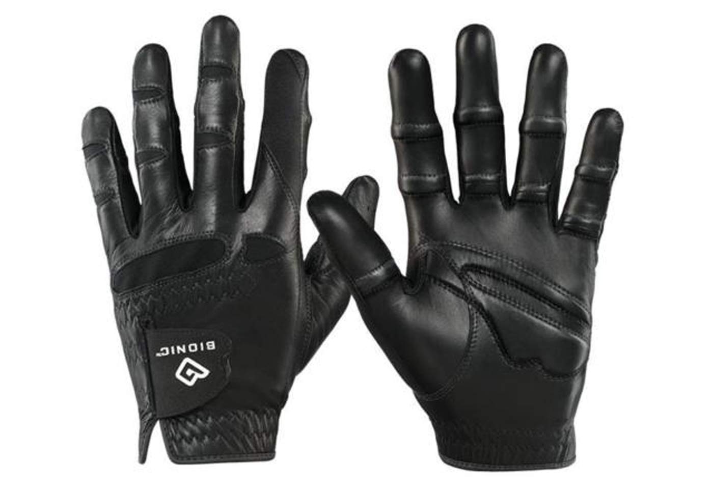 New Improved 2X Long Lasting Bionic StableGrip Men's Black Golf Glove - Patented Stable Grip Genuine Cabretta Leather, Natural Fit Designed by Orthopedic Surgeon! (Cadet Large, Worn on Left Hand)
