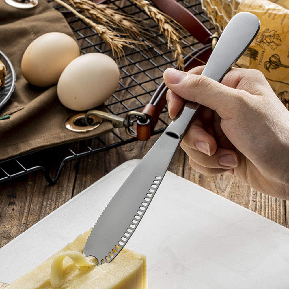 smylls Stainless Steel Butter Spreader Knife, 3 in 1 Kitchen Gadgets, Curler, Butter Grater, Multi-Function Butter Spreader and Grater with Serrated Edge(3 Pack)