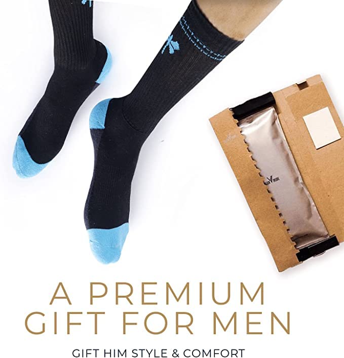Villain Inside Turquoise Crew Mens Socks Moisture Wicking Silver Infused Cushion Cotton Socks (6 Pairs)