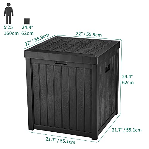 YITAHOME 51 Gallon Medium Deck Box,Outdoor Storage Container for Patio Cushions,Pool Supplies,Garden Tools,Weather,Resistant,Resin (Black)