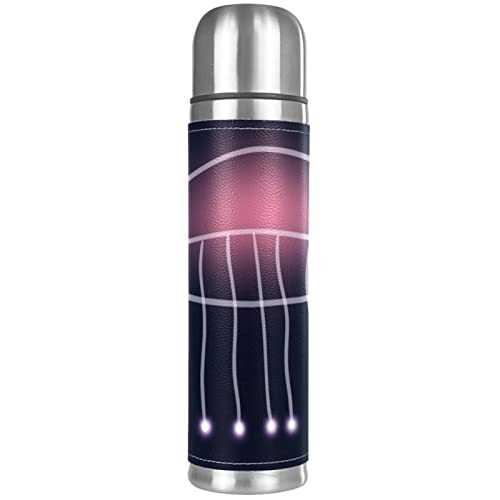 Stainless Steel Leather Vacuum Insulated Mug Jellyfish Thermos Water Bottle for Hot and Cold Drinks Kids Adults 16 Oz