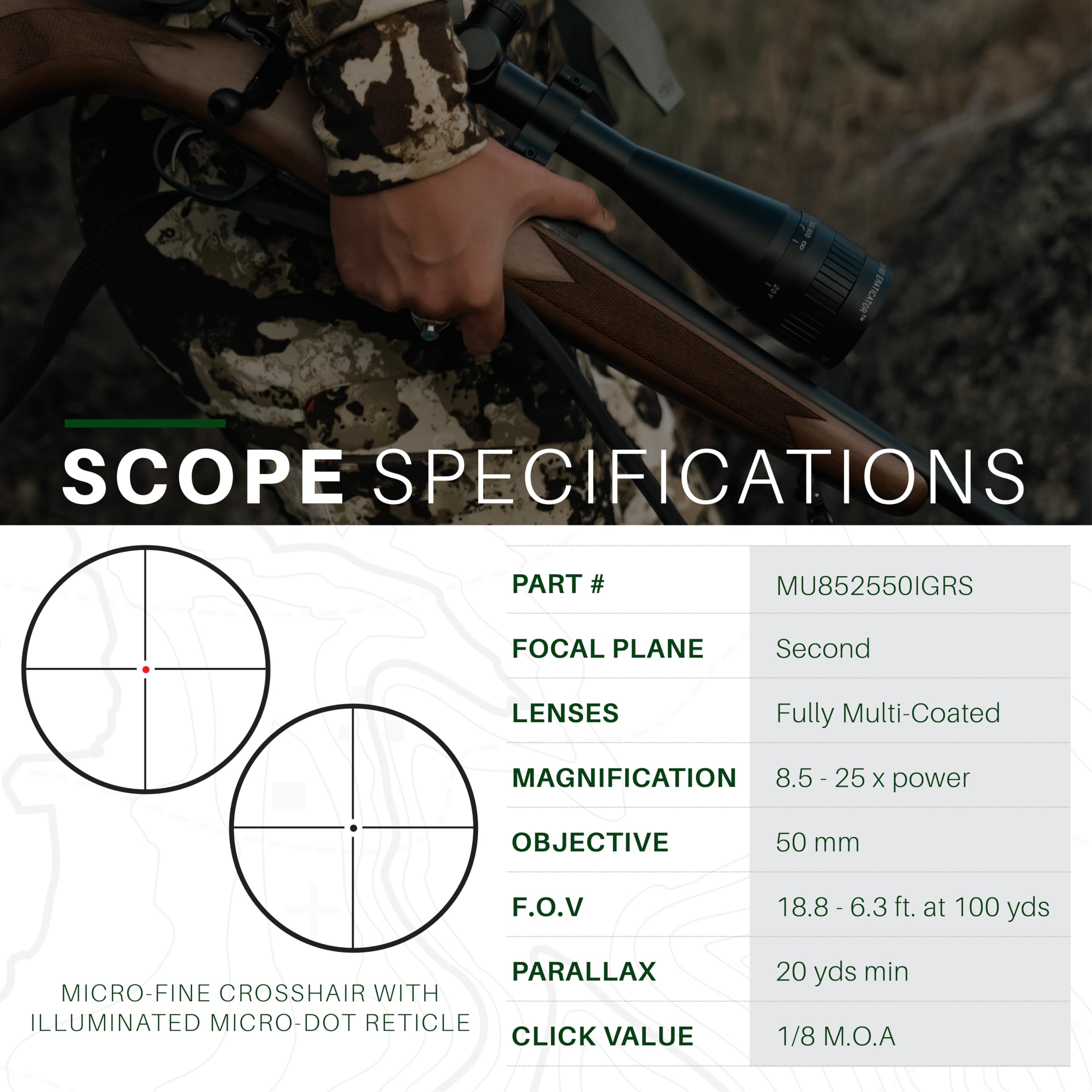 Mueller Optics 8.5-25×50 AO Long Range Target Scope (Silver)