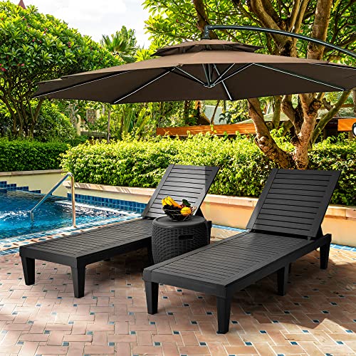 YITAHOME Chaise Outdoor Lounge Chairs with Adjustable Backrest, Multi-Functional Patio Loungers Easy Assembly & Lightweight, Waterproof Poolside Chaise Lounge with 265lbs Capacity - Black